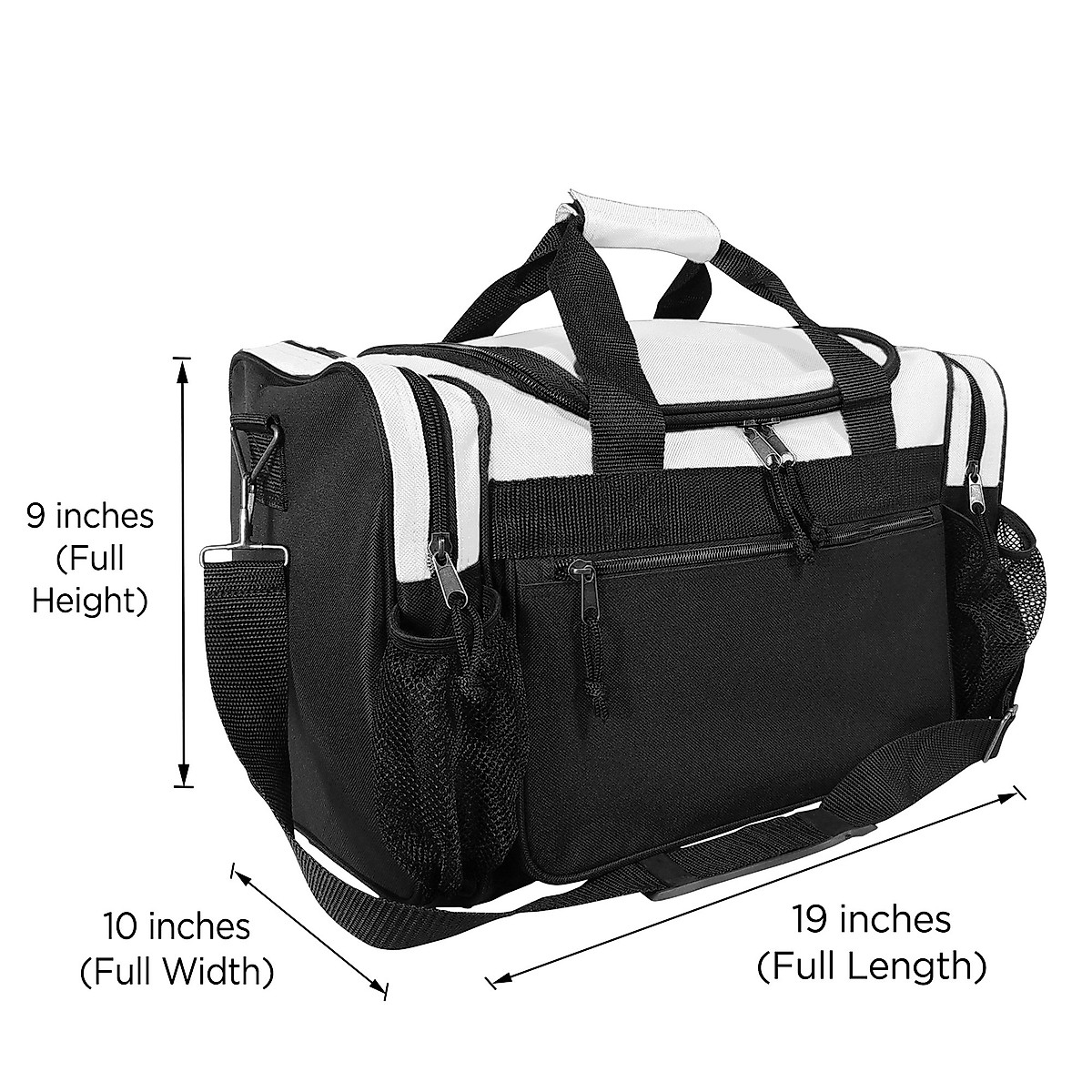 DALIX 17" Duffle Bag Dual Front Mesh Pocket in White