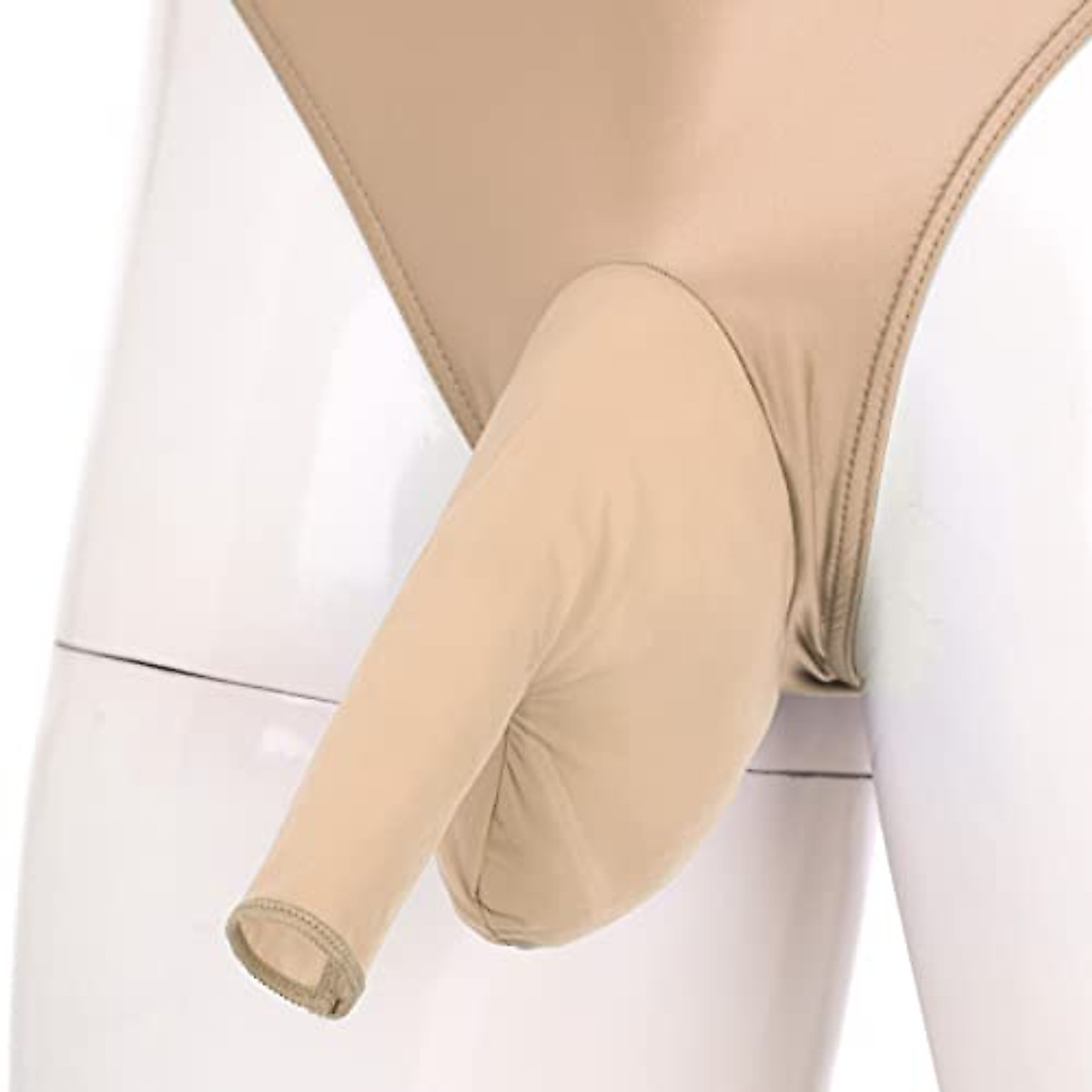 Vxuxlje Men's 30D Oil Glossy Spandex Panties Shiny Silky Penis Sleeve High Waist Tights Underwear Coffee A X-Large