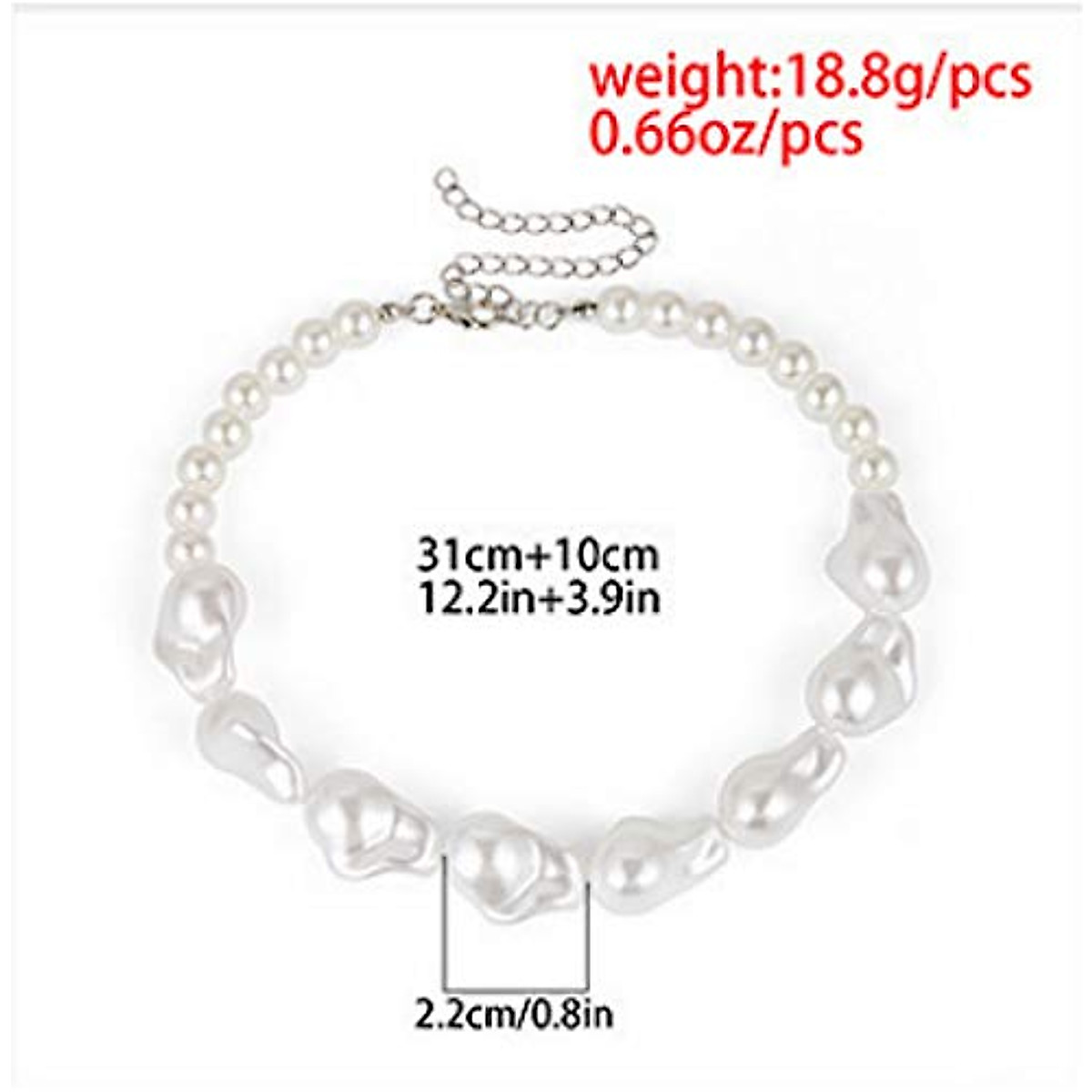 Cathercing Boho Baroque Irregular Pearl Pendant Choker Necklace for Women Vintage Charm Adjustable Chain Jewelry Simple Chic Cute Accessories Collocation on Beach