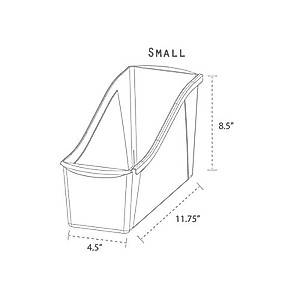 Storex Small Book Bin, 11.75 x 4.5 x 8.5 Inches, Black, Case of 12 (70123E12C)