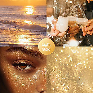 KYDA Highlighter Powder Spray, Glitter High Gloss Spray Shimmer Sparkle Powder Makeup Spray, for Face Body Cosmetic-Light Gold