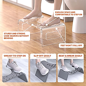 AmazerBath 7 Inches Acrylic Toilet Stool Squat, Clear Bathroom Poop Potty Stool for Adults, Modern Design Non-Slip Pooping Stool, Strong Load-Bearing, Blends Seamlessly Into Any Bathroom