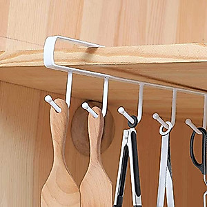 Fusiontec Cup Holder Hanger Under Cabinet - Mug Hook Hanger Under Shelf - 3pcs x 6 Hook Coffee Cup Mug Holder Hanger for Kitchen - Fit for 0.8 Inch Thickness Shelf or LessˆWhite‰