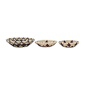 Bloomingville Boho Hand-Woven Seagrass Wall Pattern Design, Set of 3 Basket, Multicolored