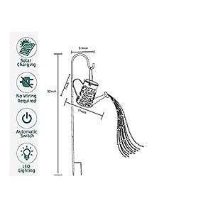 Solar Watering Can with Cascading Lights - Large Waterfall Lights Garden Decor, Owl Shape Solar Hanging Lantern Outdoor Waterproof , 96 LEDs String Light Flashing for Patio,Lawn,Garden,Pathway