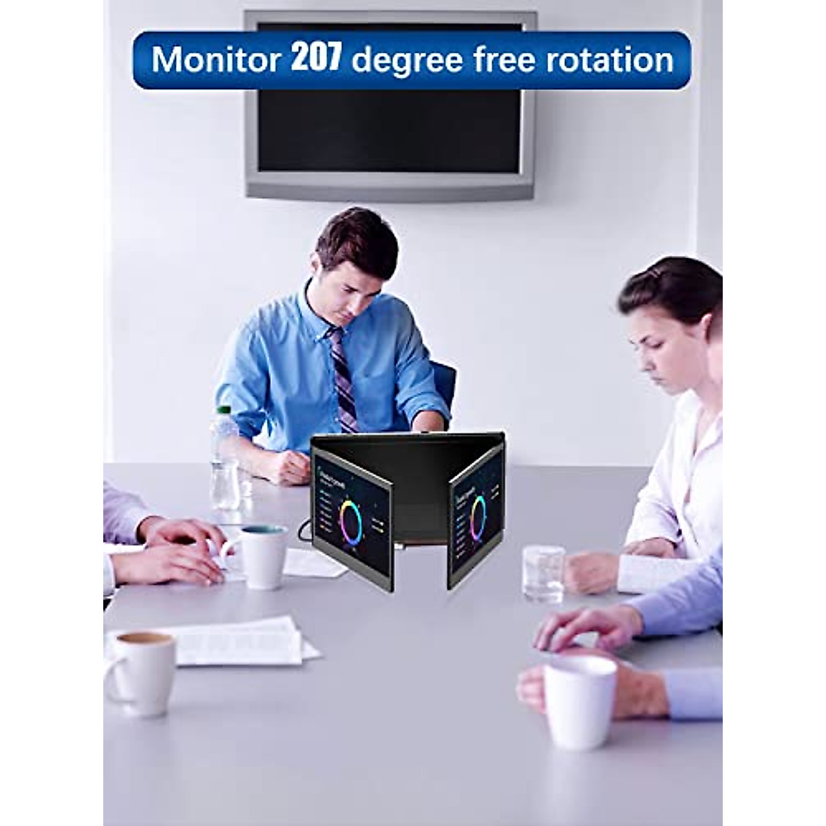 ADWOLT Triple Portable Monitor for Laptop Screen Extender-12'' 1080P Full HD IPS Triple Screen Laptop Monitor,One Type-C Cable Connection,Work with 13.3''-16.5'' Laptop& Switch/Xbox (for Windows)