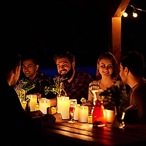 Flickering Flameless Candles Battery Operated Candles Waterproof Outdoor Candles Votives LED Candles Pack of 7 (D:3.25" x H:4" 5" 6") With Remote Cycling 24 Hours Timer Plastic Candles Battery Candles