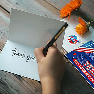 Fancy Land Veterans Day Thank You Cards Thank You for Your Service Military Appreciation Greeting Card with Envelope Stickers for Patriotic Memorial Independence Day 24 Pcs