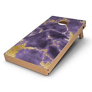 Design Skinz Marble Skin Set for Cornhole (Skin Only) - Purple Marble & Digital Gold Foil V3