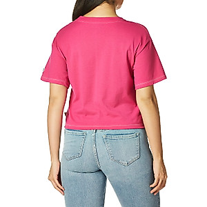 Champion Women's Cropped Tee Contrast Stich, Fantastic Fuchsia, Small