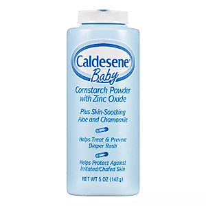 Caldesene Cornstarch Baby Powder with Zinc Oxide, Talc-Free Baby Powder, 5 Oz (2 Pack)