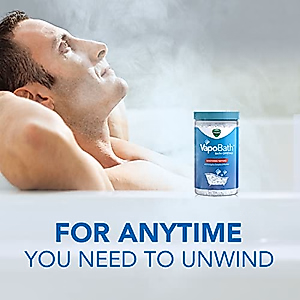 Vicks VapoBath, Bath Salts, Bath Bomb, Non-Medicated Bath Crystals, Comforting Vicks Vapors, Vapor Bath, Aromatherapy with Eucalyptus and Menthol Scent, Contains Essential Oils, 15 OZ