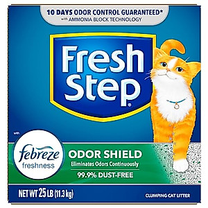 Fresh Step Odor Shield Scented Litter with the Power of Febreze, Clumping Cat Litter, 25 Pounds (Package May Vary)