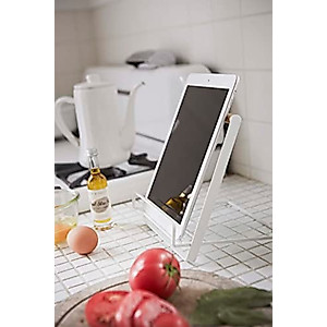Yamazaki Home Tosca Cookbook Stand - Kitchen Cooking Recipe Holder for Counter - Steel + Wood
