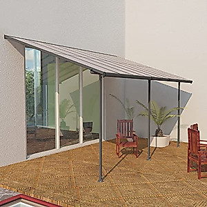 BPS 13' x 10' Wall Mount Gazebo Outdoor Pergola, Polycarbonate Gazebo with Water-Resistant and UV-Fighting Panels Canopy