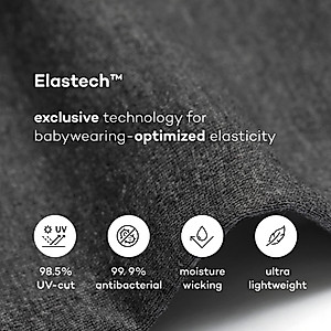 Konny Baby Carrier Elastech Luxury Carrier Wrap, Easy to Wear Baby Wrap Carrier, Perfect Essentials Cloths for Newborn Babies up to 44 lbs, (Charcoal, L)
