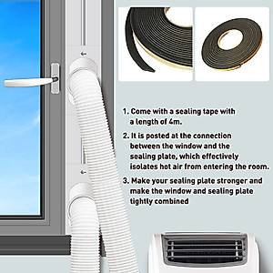gulrear Dual Hose Portable Air Conditioner Window kit, Window Seal Plates Suitable for Portable AC vent kit Adjustable Length from 25" to 59" for 5.9" Diameter Exhaust and Intake Outlet Portable AC