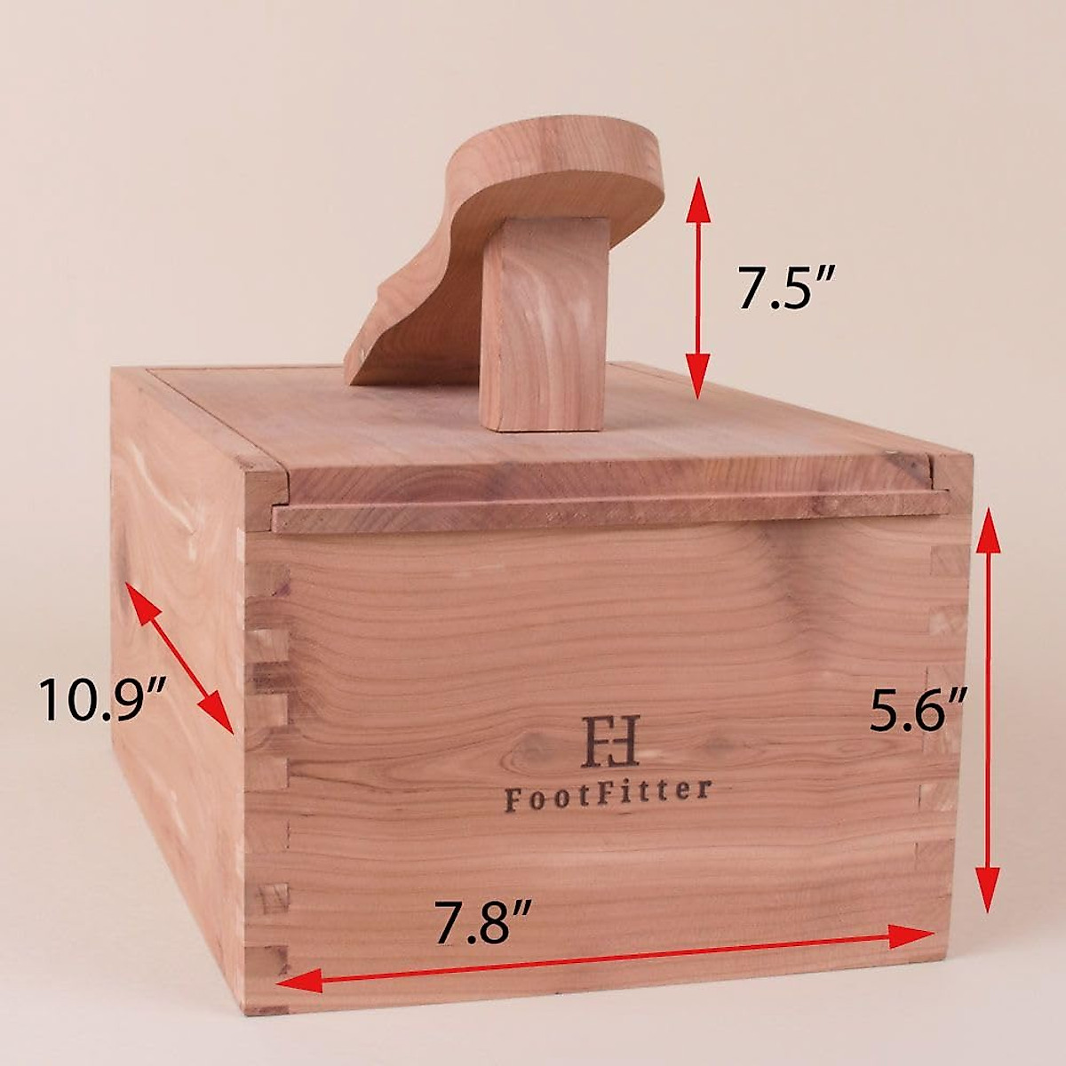 FootFitter Cedar Wood Storage Box & Shoe Valet – Shoe Care Storage Box Made From USA Grown Cedar