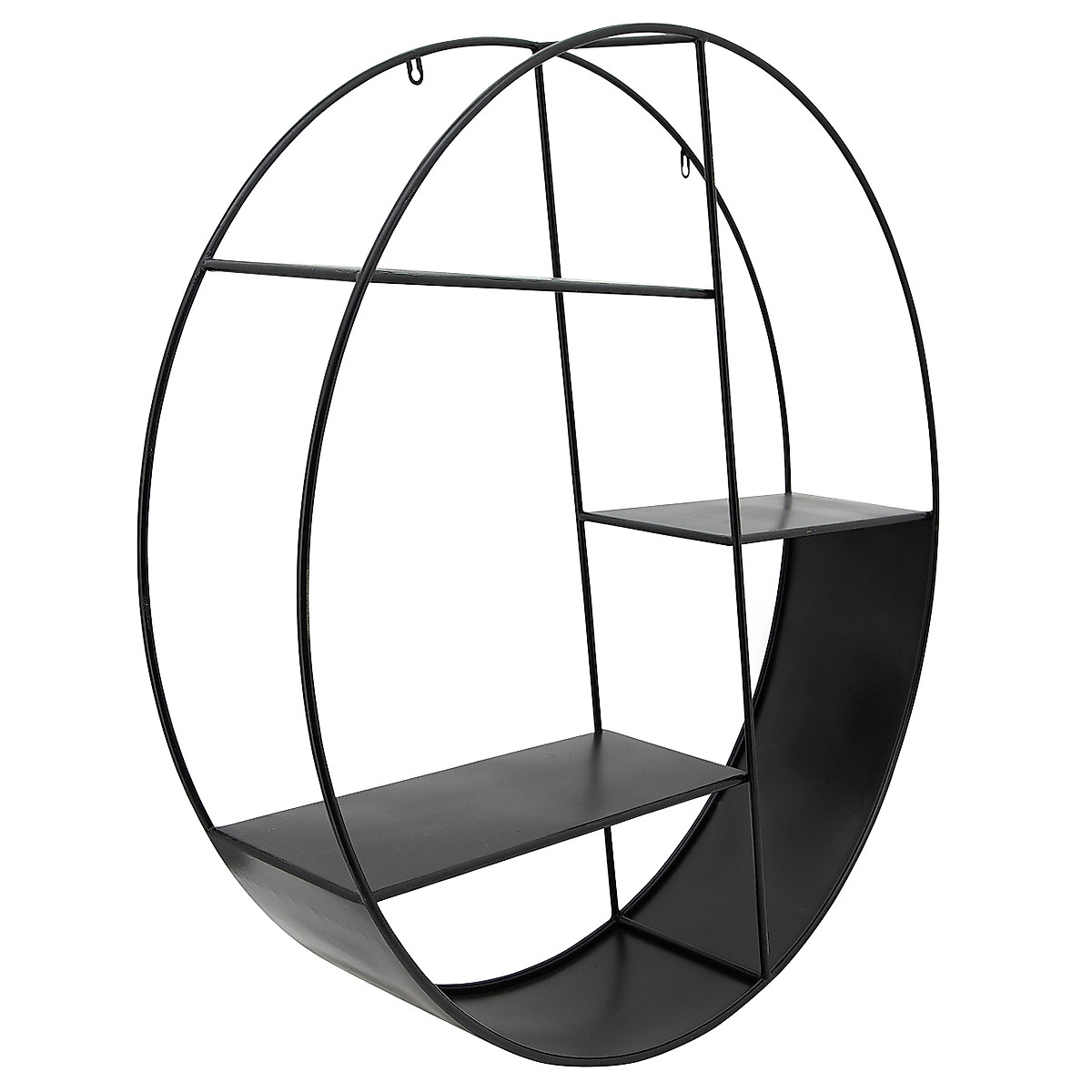 Sagebrook Home 32" Round Black Shelf - 4 Layered Contemporary Floating Metal Wall Shelf for Creative Home, Office, Bathroom, Bedroom, Living Room Decor