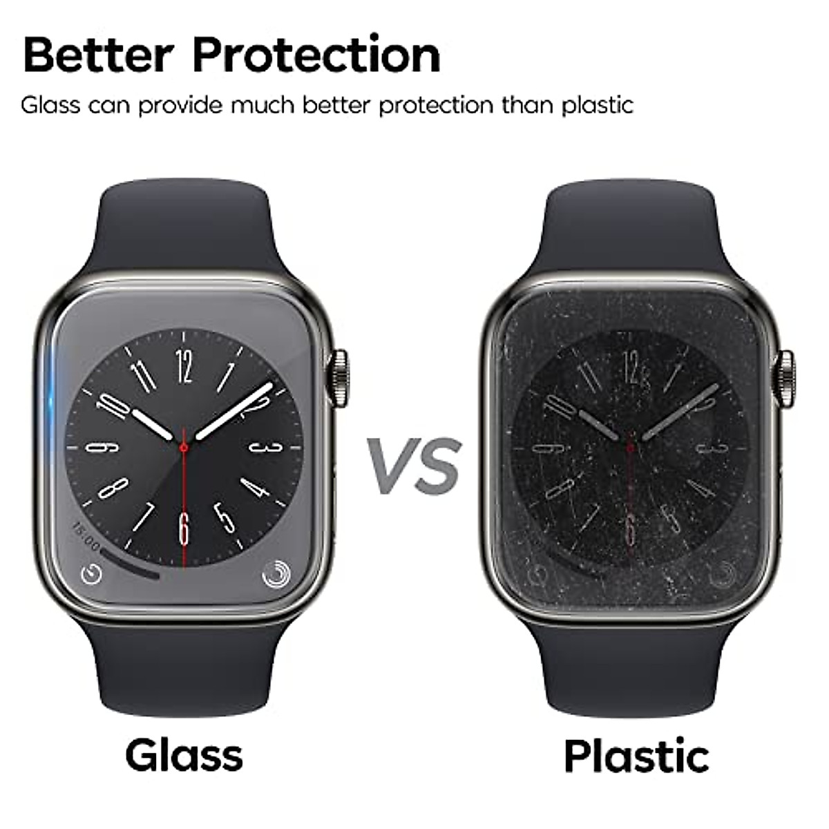 Mowei 3-Pack for Apple Watch Series 8/7 Screen Protector 45mm, 9H Tempered Glass 3D Full Coverage Bubble Free Waterproof Infinite HD Shield for Apple Watch 7/8 45mm (2022)