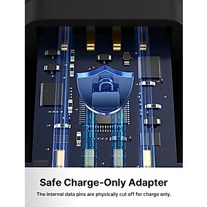 JSAUX USB Data Blocker, (4-Pack) USB-A Defender Only for Quick Charge, Protect Against Juice Jacking, Refuse Hacking Provide Safe Charging- Black