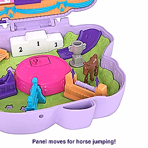 Polly Pocket Compact Playset, Jumpin' Style Pony with 2 Micro Dolls & Accessories, Travel Toys with Surprise Reveals