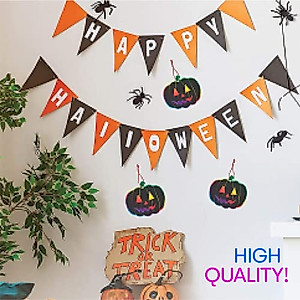 Neliblu Halloween Scratch Art Trick or Treak Paper Crafts Kit Bulk Pack of Halloween Pumpkins with Magic Rainbow Colors - 24 Pumpkin Ornaments, 24 Scratch Sticks, 24 Ribbons