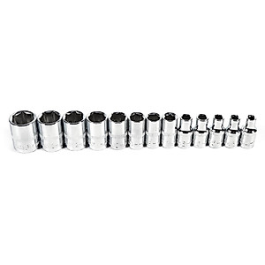 GOTOTOP 46 Piece Socket Wrench Set 1/4 Drive Metric Extension Bar with Box, CR V Steel