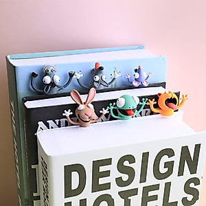 3D Wacky Bookmark - More Fun Reading, 3D Cartoon Animal Bookmark, Novelty Funny Animal Reading Bookmarks, Cute Squashed Animal Stationery (Set of 10)