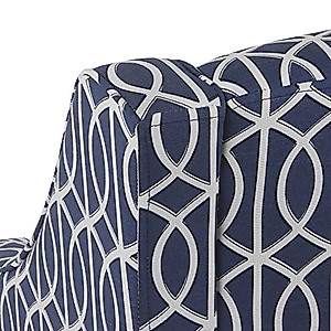 HomePop Velvet Swoop Arm Living-Room-Chairs, Blue Trellis
