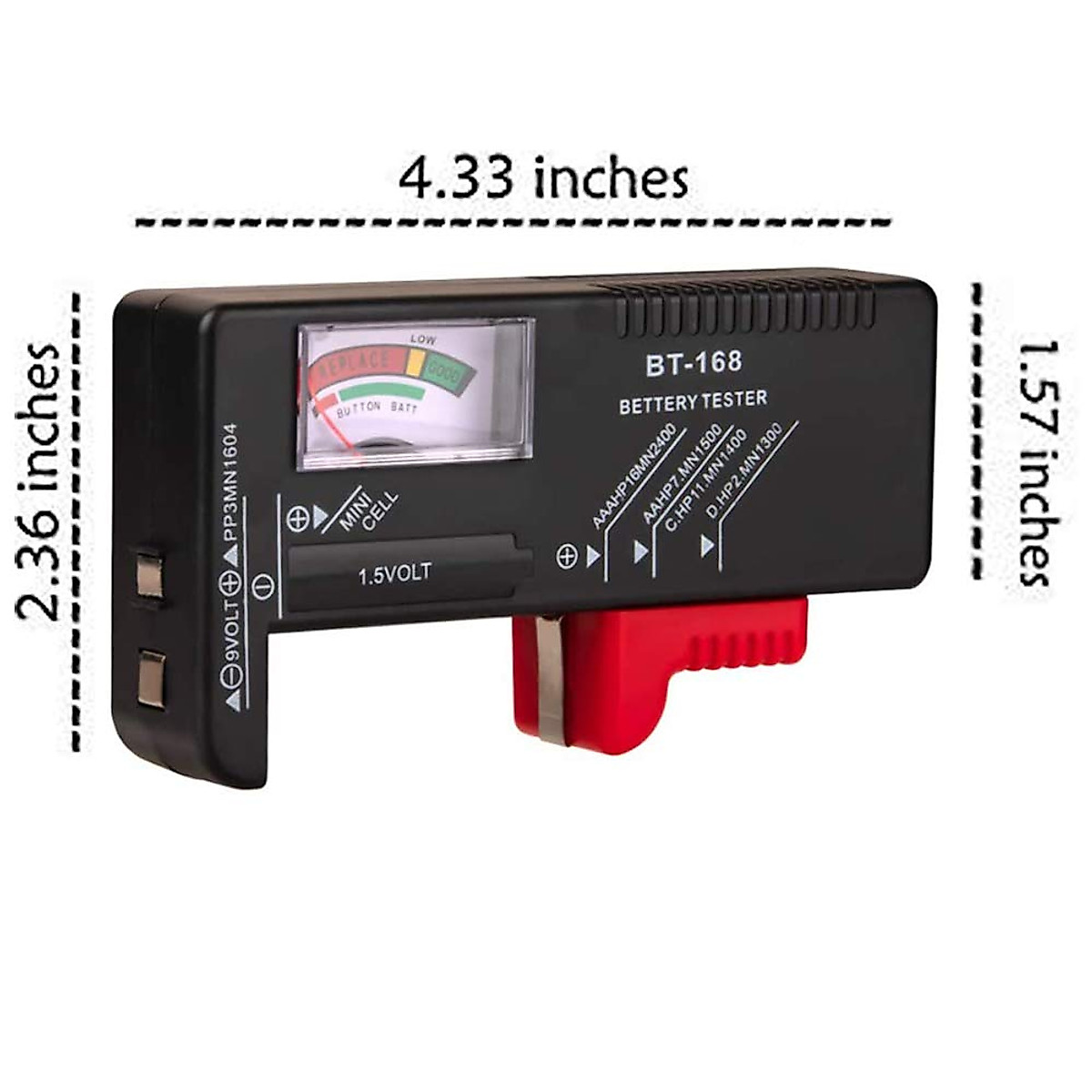 Battery Tester for AAA, AA, C, D, 9V, 1.5V Button Cell, Battery Tester Checker, Batteries - Household Battery Life Level Testers Power Monitor Meter (Requires No Battery for Operation)