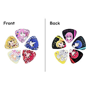 Bocchi the Rock Guitar Pick 5 Pack Kessoku Band Guitar Picks Hitori Gotoh, Free Stickers and Storage Box (A)