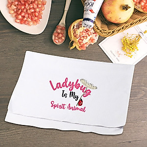 WZMPA Funny Ladybug Kitchen Towel Ladybug Lover Gift Ladybug is My Spirit Animal Dish Towel Waffle Weave Ladybug Kitchen Decor (Ladybug Spirit Animal)