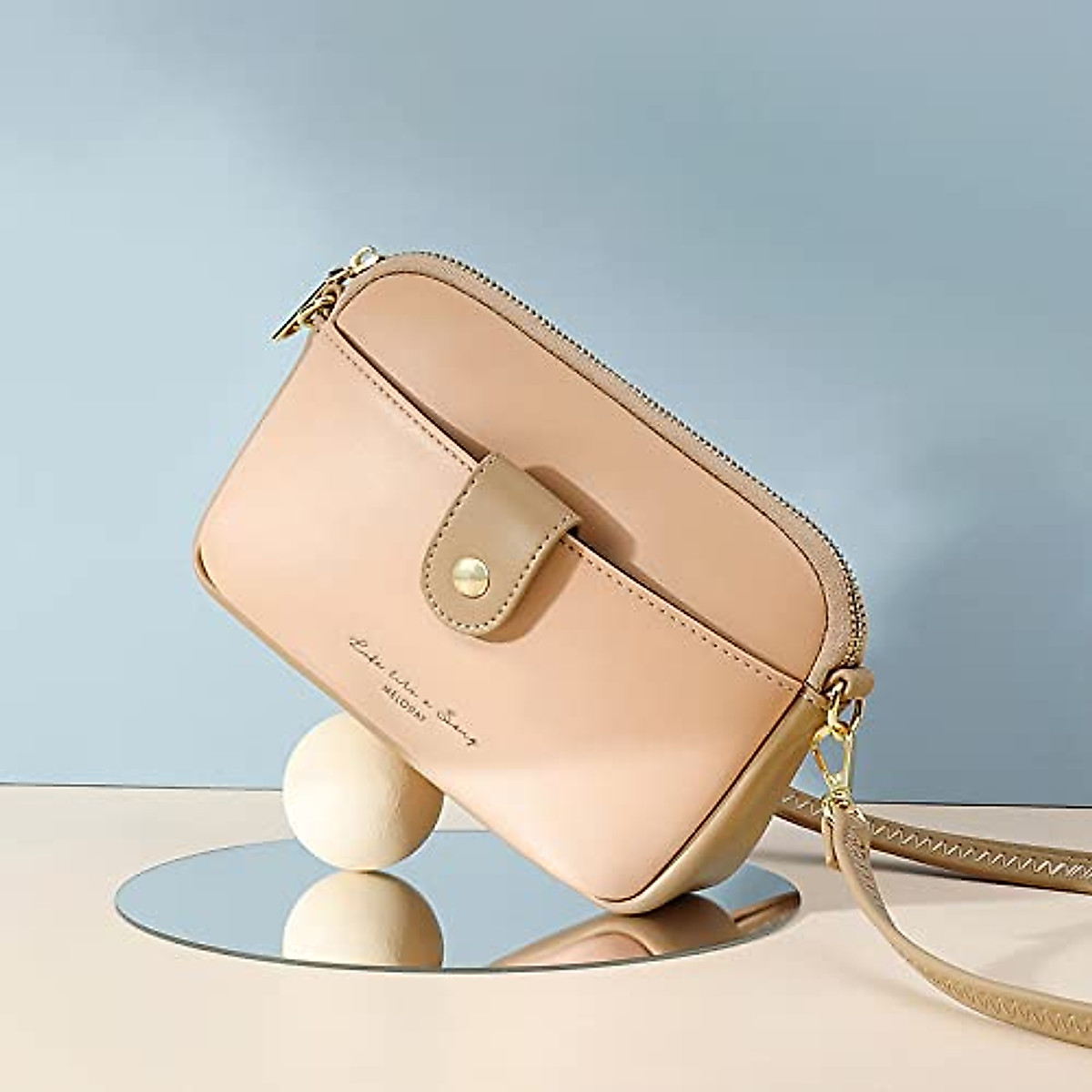 Mini Messenger Shoulder Handbag for Women Soft Vegan Leather Fashion Travel Wallet with Adjustable Strap - Black