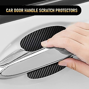 gunhunt 8 PCS Car Door Handle Scratch Protectors, Carbon Fiber Car Door Handle Cover Anti Scratch Car Stickers, Door Handle Cups Protective Film Door Bowl Sticker (Black)