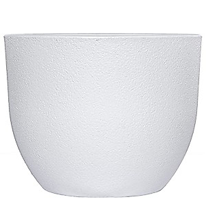 UOUZ 10/9/8/6.3 inch Plant Pots, Modern Plastic Planters Planting Pots with Multi Drainage Holes and Saucers for Indoor Outdoor Plants Flowers, White