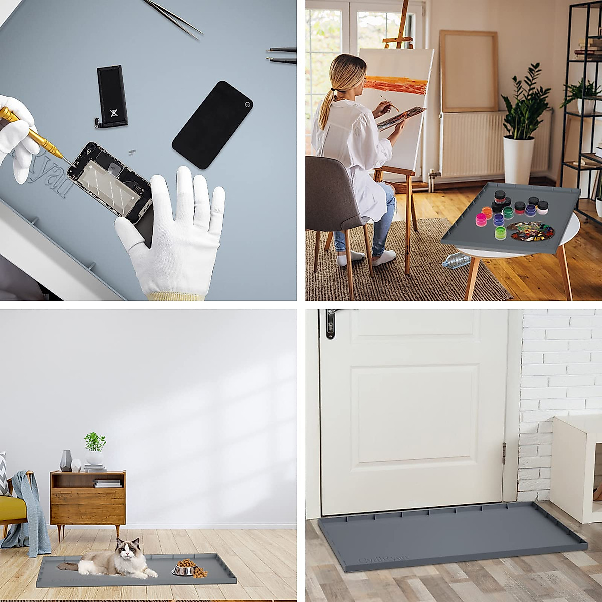 Under Sink Mat for 36" Cabinet, Holds Over 3.3 Gallons, Silicone Waterproof Mat, Under Sink Liner Sink Cabinet Protector for Water Drips, Leaks, Spills Gray 35x22.5 inch