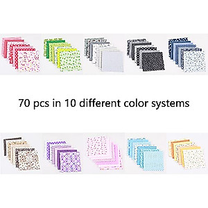 MOTTDAM 70 pcs Quilting Fabric Squares, 9.8"x 9.8" (25cm x 25cm) Cotton Quilting Fabric Floral Printed Fat Squares Fabric Bundles ​for Patchwork Sewing DIY Craft