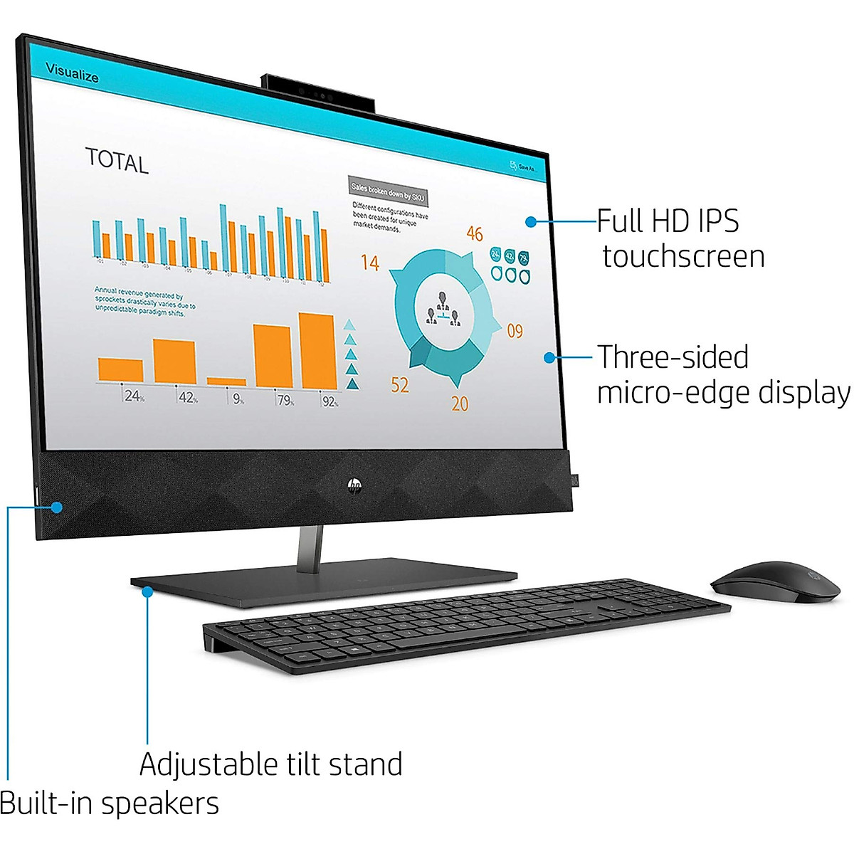 HP Pavilion 27 Touch Desktop 1TB SSD 32GB RAM Extreme (Intel Core i9-10900 Processor w Turbo Boost to 5.00GHz, 32 GB RAM, 1 TB SSD, 27-inch FHD Touchscreen, Win 11) PC Computer All-in-One Black