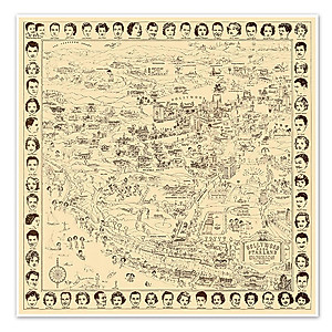 Antiguos Maps Hollywood California Starland Tourist Guide to the Movie Stars Homes circa 1937 | Vintage Wall Decor | Art Print Poster