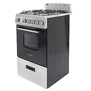 Avanti GR2013CSS Gas Range Oven Compact Freestanding Design, 4 Sealed Burners with Electronic Ignition, 2.1 Cu.Ft. Capacity Features Storage Drawer Broiler and Accessories, 20-Inch, Black