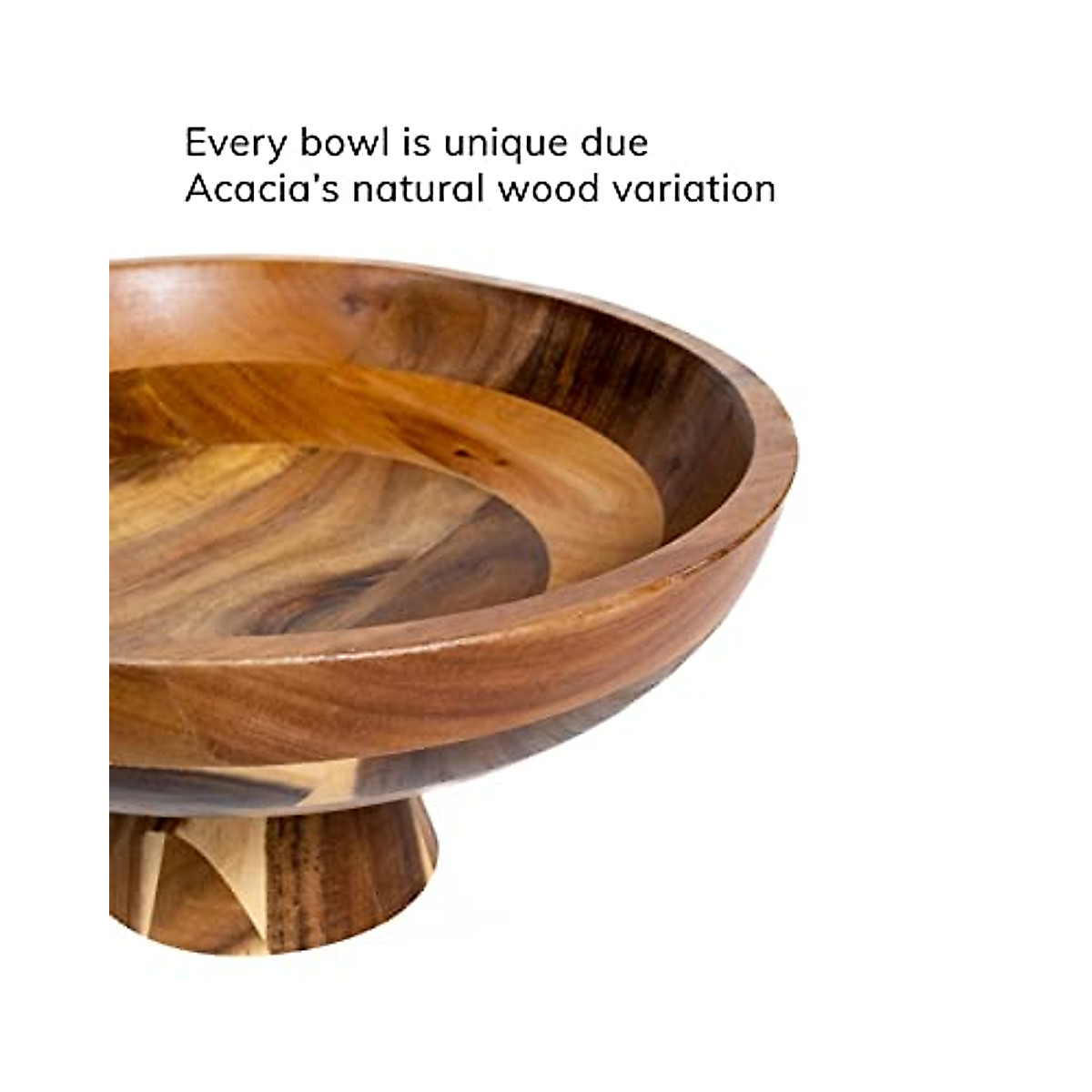 MOXY BARE Wooden Fruit Bowl for Kitchen Counter | Wood Bowl for Décor | Decorative Pedestal Bowl for Dinning Table Centerpiece | Wood Bowl for Coffee Table & Holiday Décor | Acacia Wood