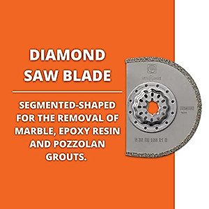 Fein StarLock Diamond Oscillating Saw Blade - Segmented 3-17/32" Diameter for Removal of Marble, Epoxy Resin, Pozzolan Grouts - Fits Most Multitools - 63502166210
