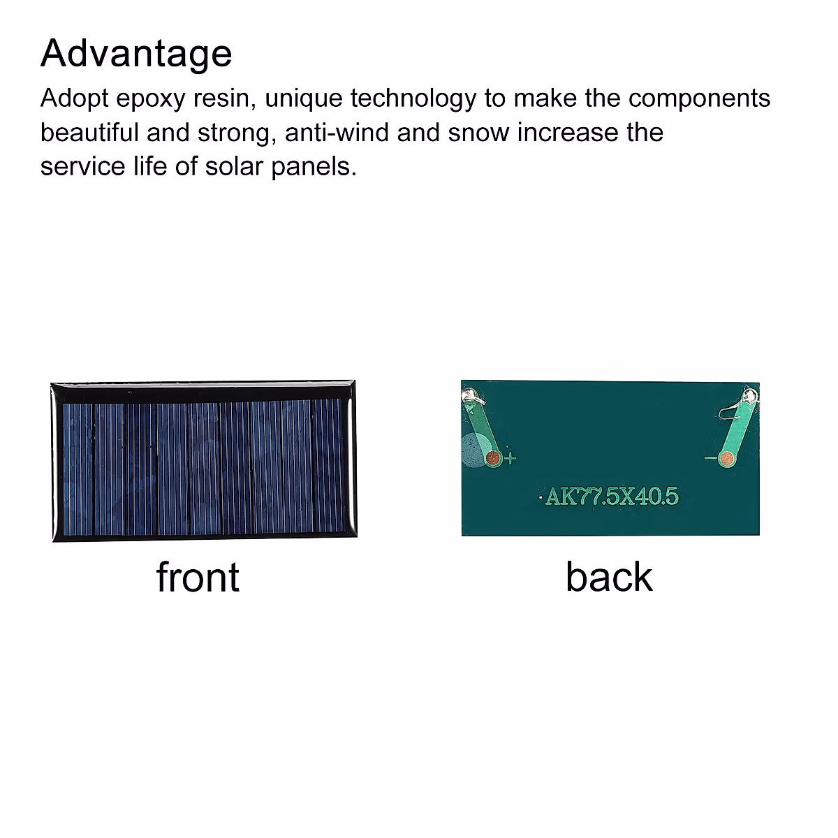 MECCANIXITY Mini Solar Panel Cell 4.5V 80mA 0.36W 77.5mm x 40.5mm for DIY Electric Power Project Pack of 2