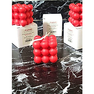 Airapeutic Vanilla Coconut Small Aesthetic Decorative Red Scented Bubble Candle Soy Wax Essential Oil Aromatherapy Cool Funky Trendy For Party Holiday Christmas Room Home Bathroom Decor Shaped Candles