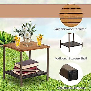 Toolsempire Outdoor Rocking Chair Set, 3 Pieces Patio Set Rocking Chair with Coffee Table & Cushions, Patio Wicker Furniture Set Outdoor Bistro Set for Balcony, Porch & Backyard (Gray)