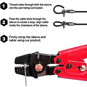 Crimping Tool, Wire Rope Crimping Tool, Up To 2.2mm Swager Crimper Fishing Wire Crimping Tool with 100 PCS Aluminum Double Barrel Ferrule Crimping Loop Sleeves Kit with Cutting Function for Cable
