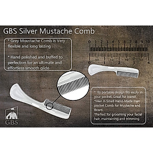 G.B.S Ultimate & Unbreakable Beard Mustache Comb Men X- Grooming Fine Toothed Beard Moustache Comb, Small Pocket Size Designed for Beard & Mustache Saw-Cut - Metallic Gray (3 Pack)