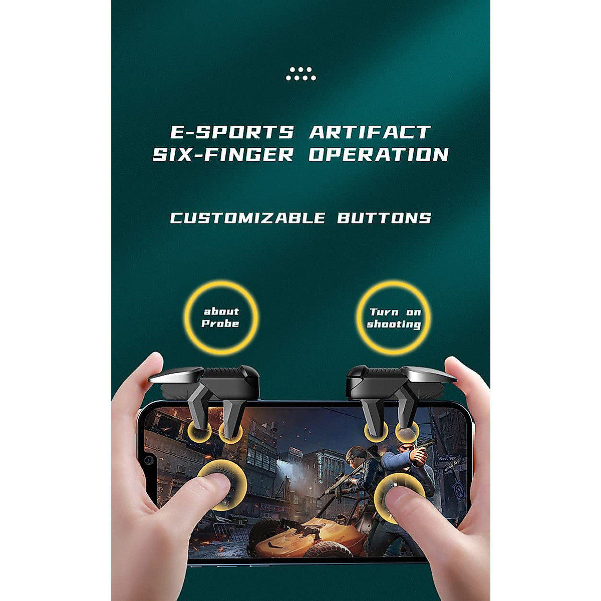 2022 New Model Seven Trees Mobile Game Controller for PUBG/Fornite/Knives Out/Rules of Survival/Call of Duty Gamepad Trigger Aim Button L1R1 L2 R2 Shooter Joystick for iPhone Android iPad Mini 5 Phone Game Pad Accesorios (Blue)