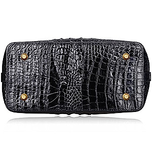 PIJUSHI Designer Top Handle Satchel Handbags for Women Crocodile Handbag and Purse Leather Tote Bags (6061 Black)